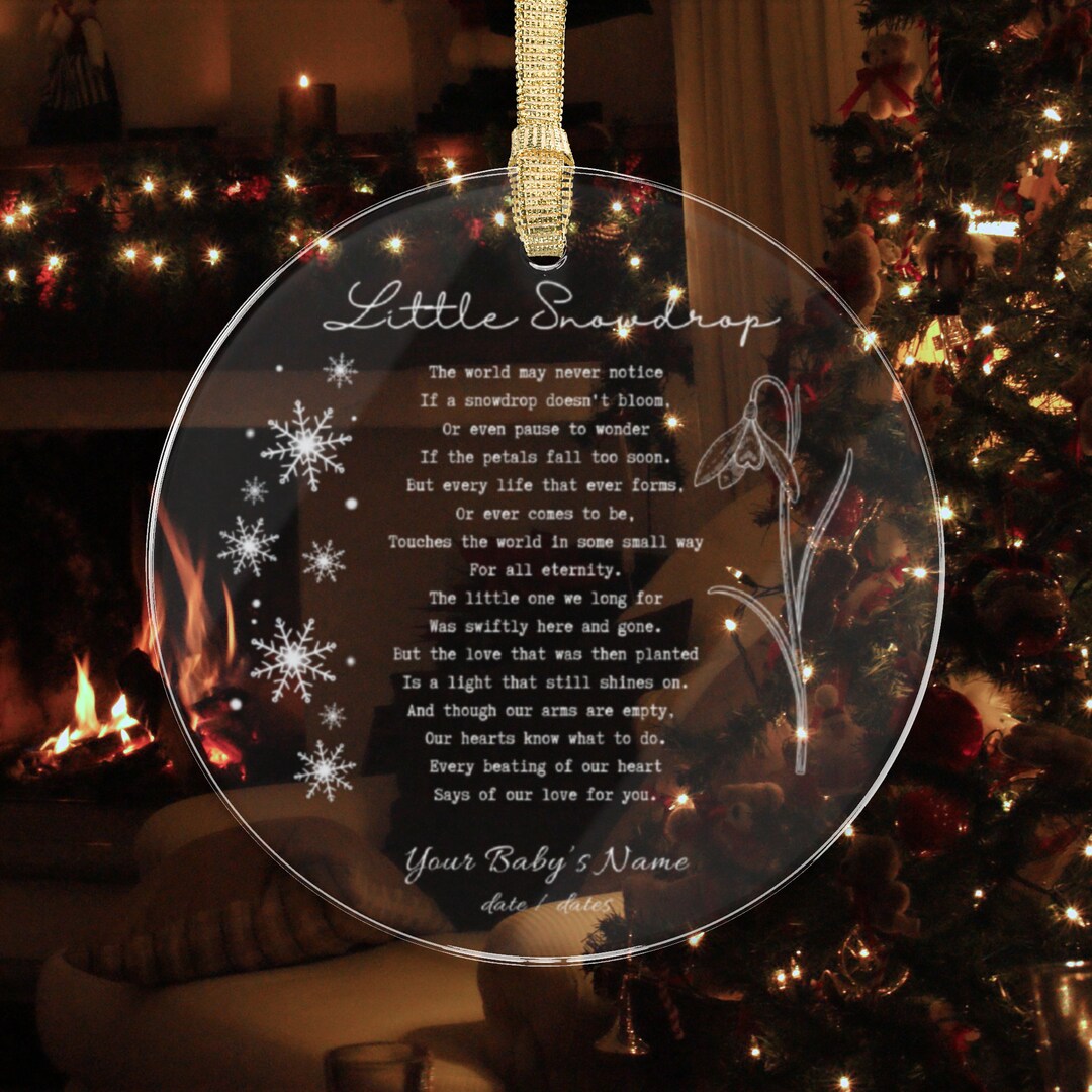 CUSTOM Baby Memorial Ornament, Little Snowdrop Poem, Miscarriage Gift ...