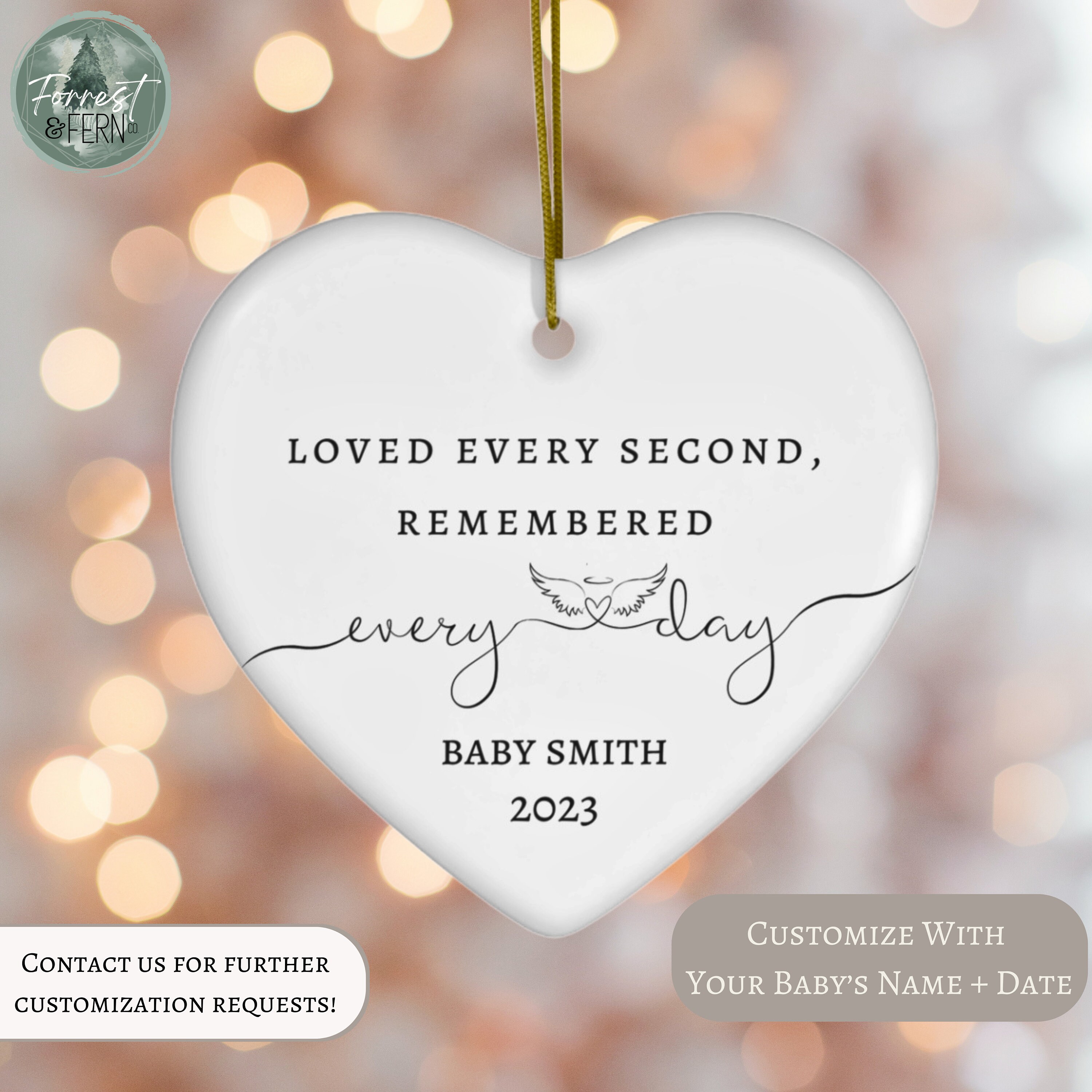 CUSTOM Baby Memorial Ornament, Remembered Every Day, Loss of Baby ...