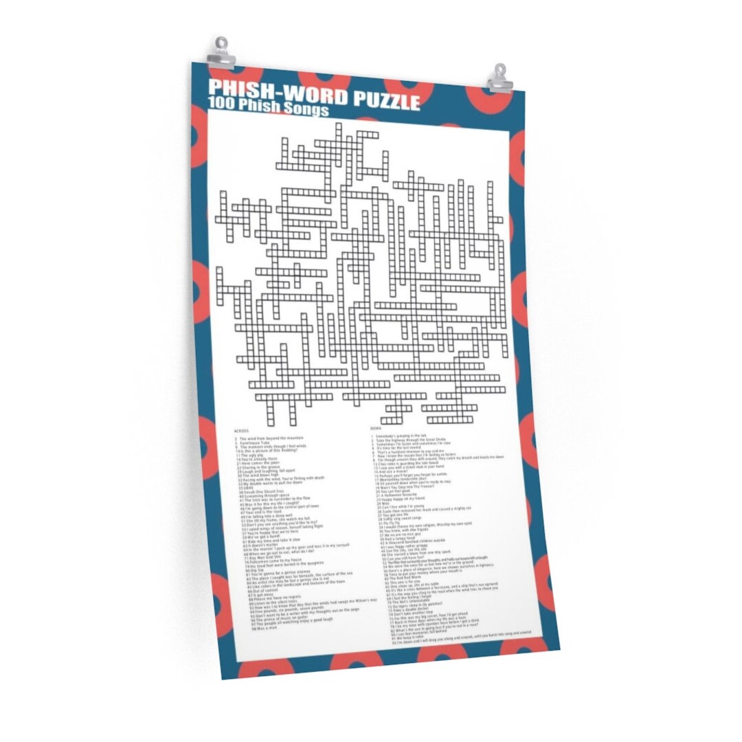 Phish Crossword Puzzle Poster – Phish-word Puzzle 24x36 Wall Art – 100 ...