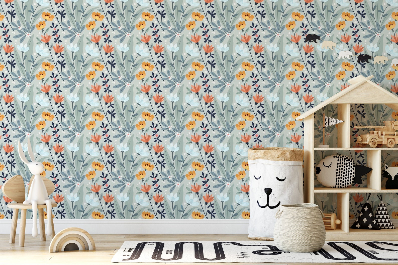 Whimsy Floral Wallpaper Peel and Stick Baby Girl Nursery | Etsy