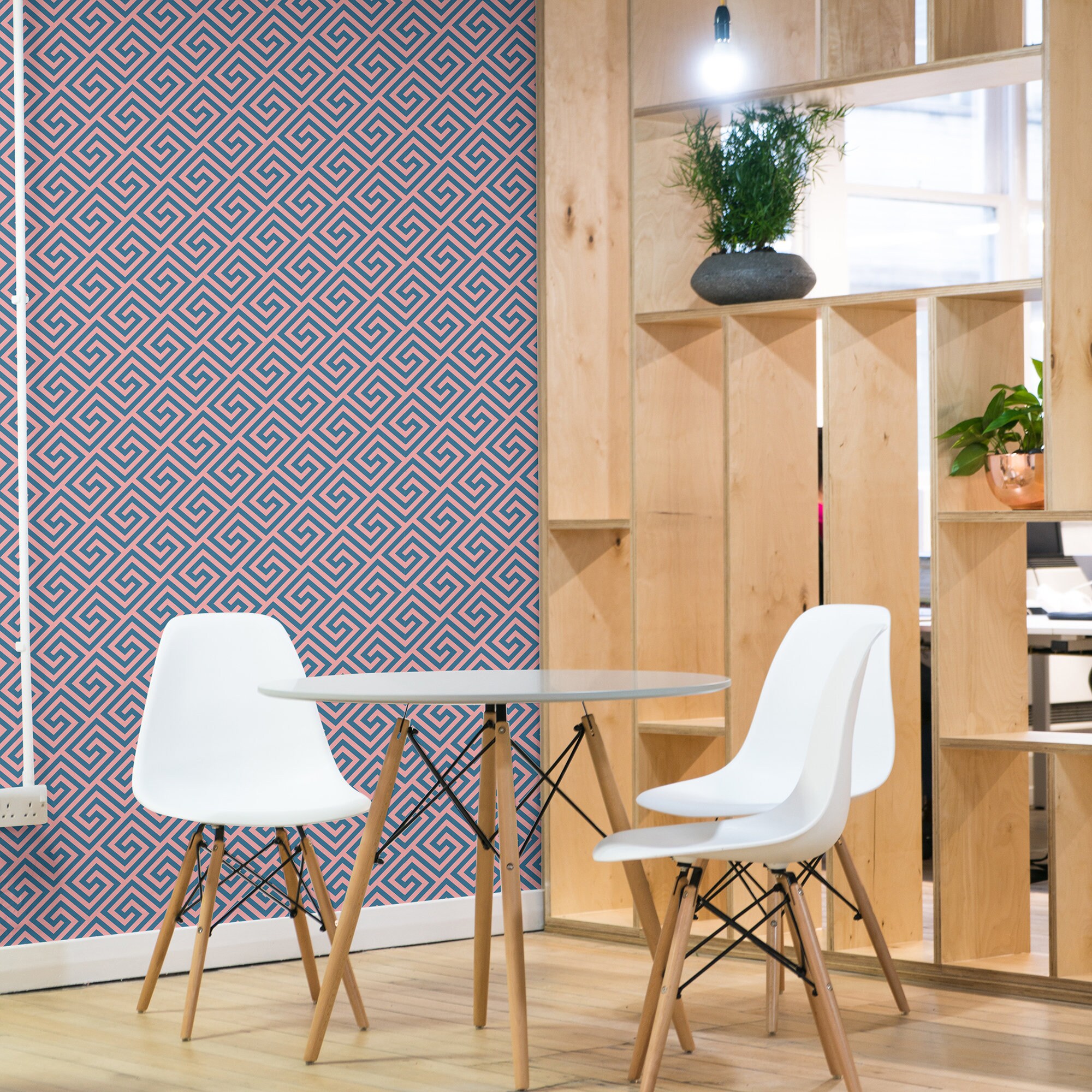 Pink Greek Geometric Wallpaper / Traditional Wall Covering - Etsy