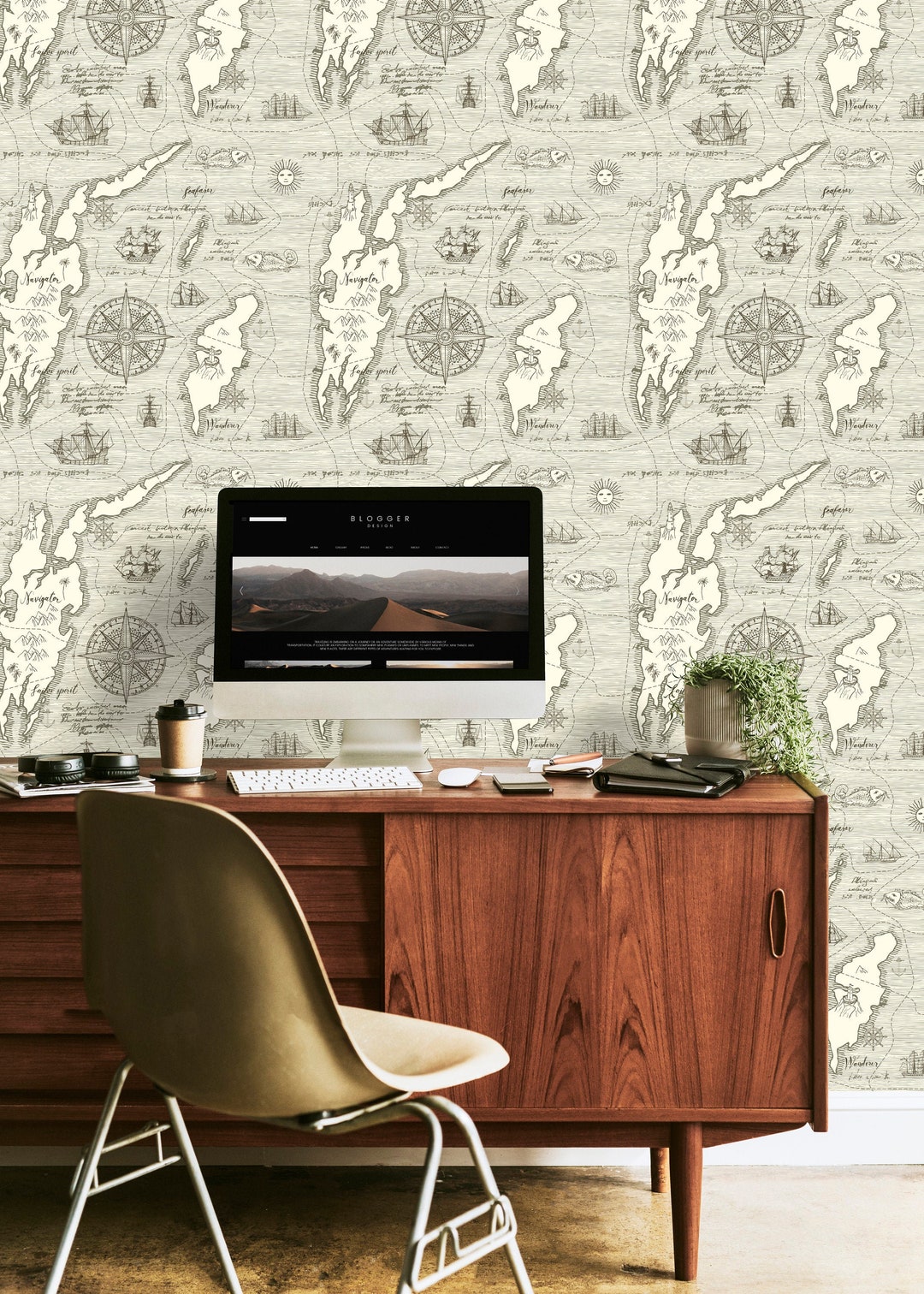 Vintage World Map Wallpaper, Antique Map Peel and Stick, Ancient Beige ...