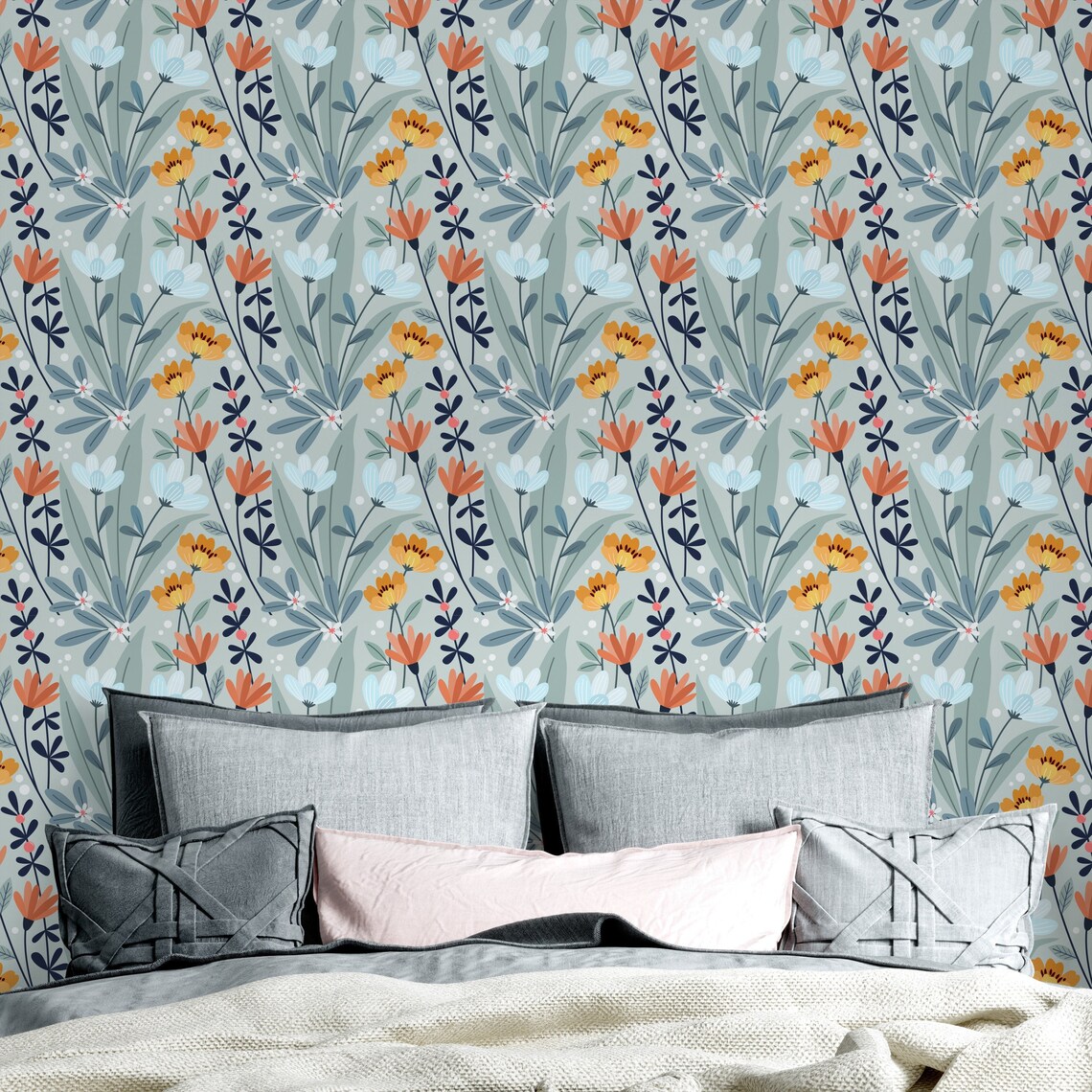 Whimsy Floral Wallpaper Peel and Stick Baby Girl Nursery - Etsy