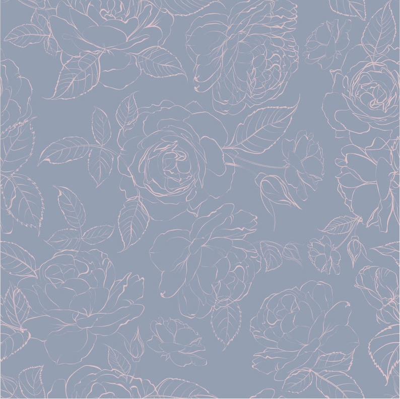 Blue Flowers Wallpaper Peel and Stick Neutral Botanical Self - Etsy