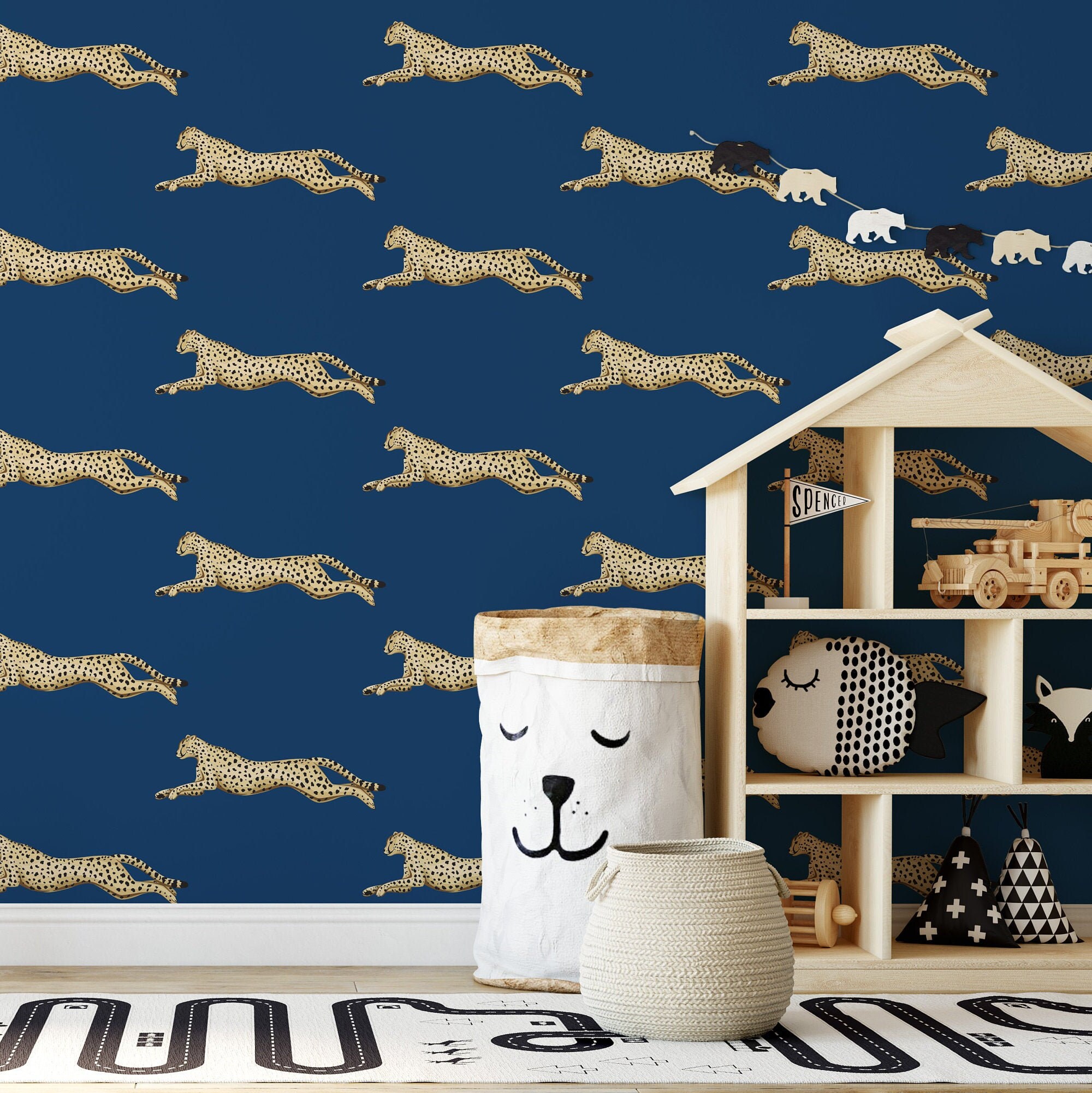 Navy Blue Leopard Wallpaper Cheetah Peel and Stick Dark - Etsy