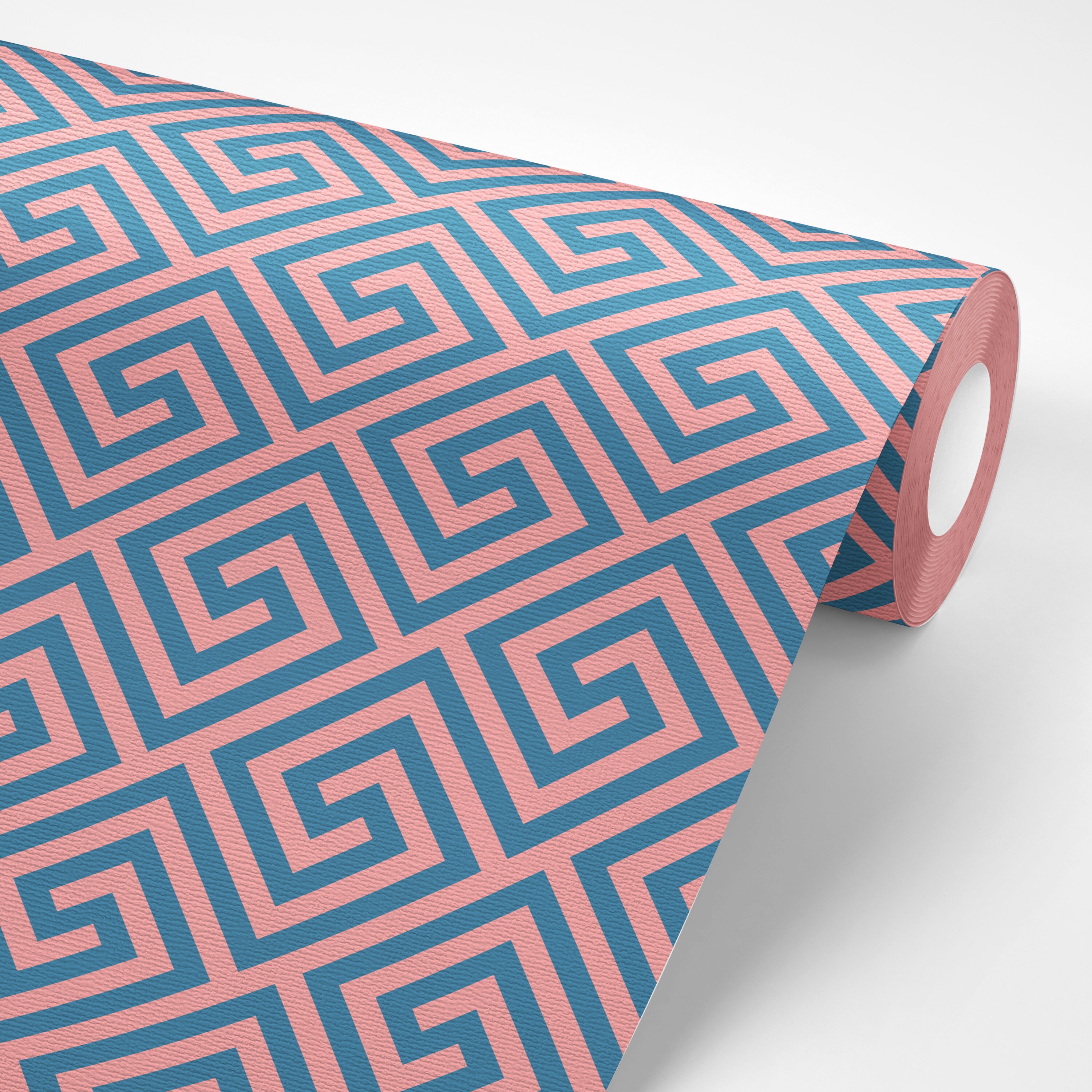 Pink Greek Geometric Wallpaper / Traditional Wall Covering - Etsy