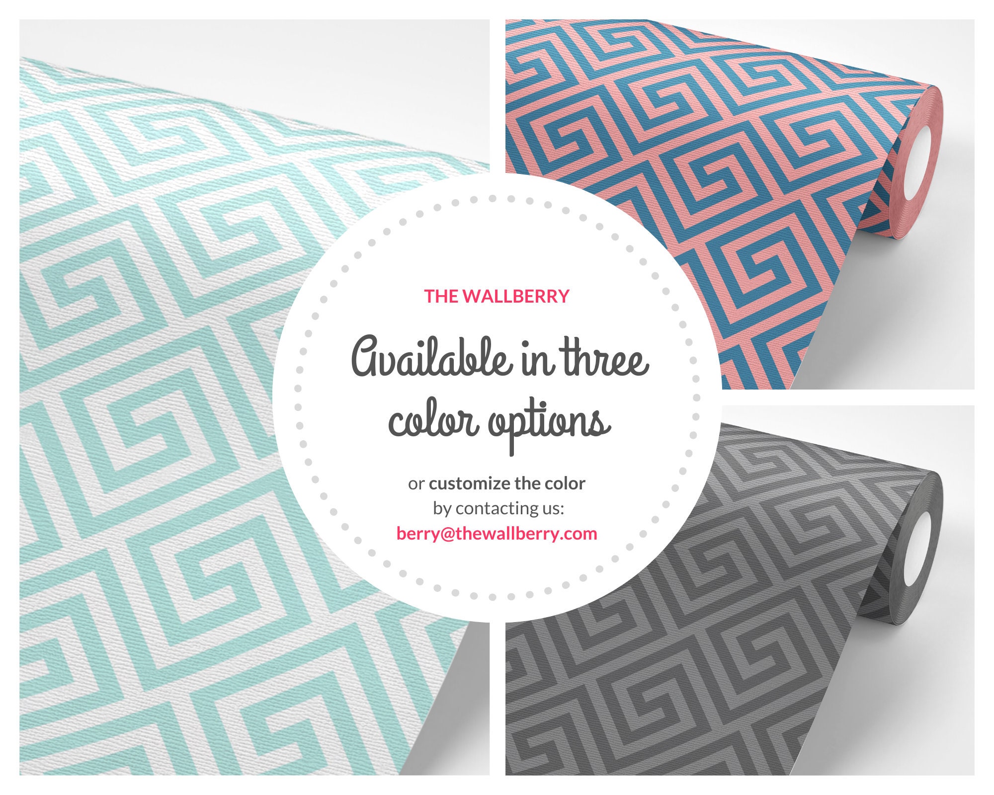 Pink Greek Geometric Wallpaper / Traditional Wall Covering - Etsy