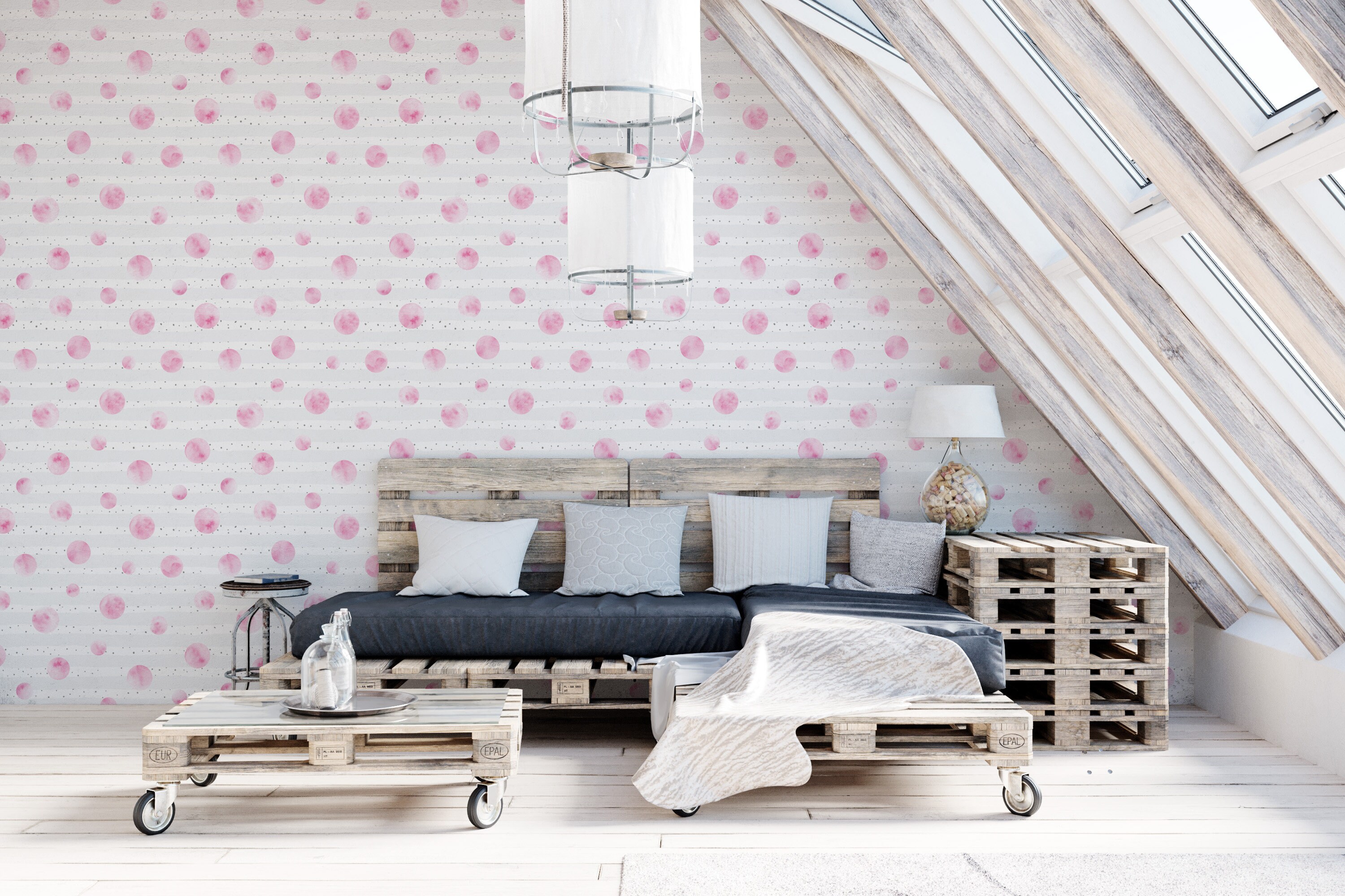 Pink Dots Peel and Stick Wallpaper Pink boho wall mural for | Etsy