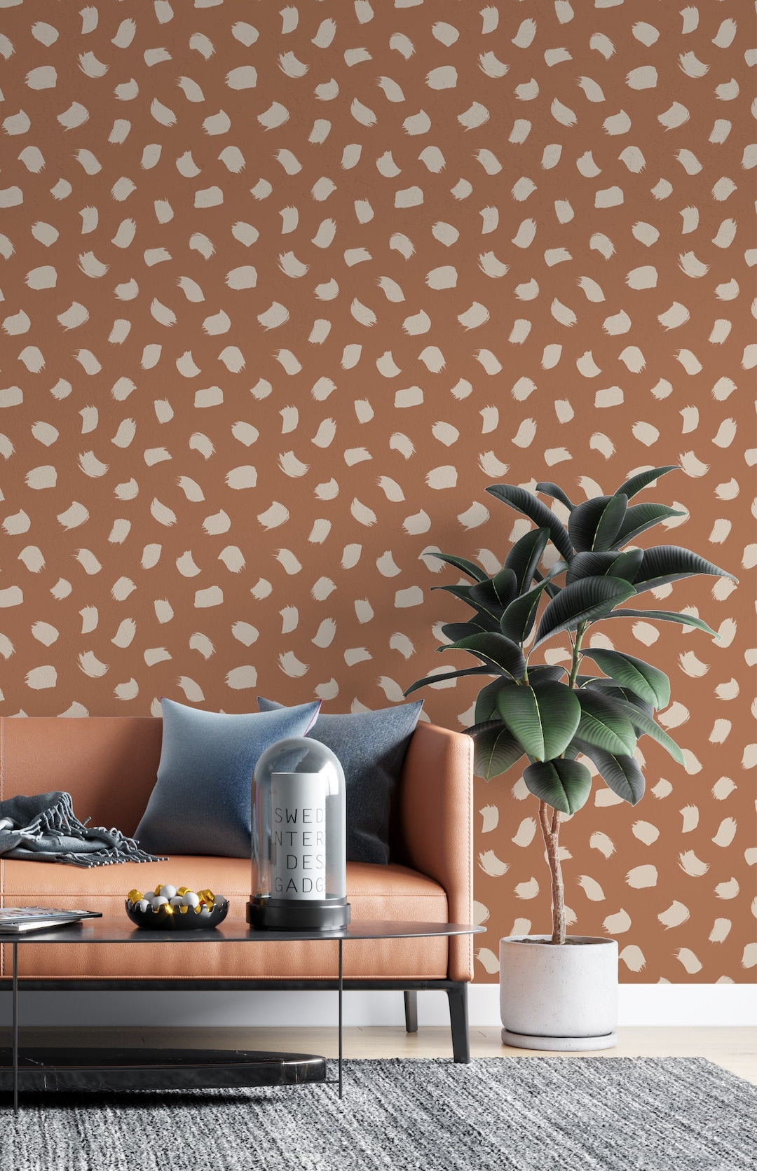 Brown Spot Color Wallpaper Peel and Stick Watercolor Self - Etsy UK
