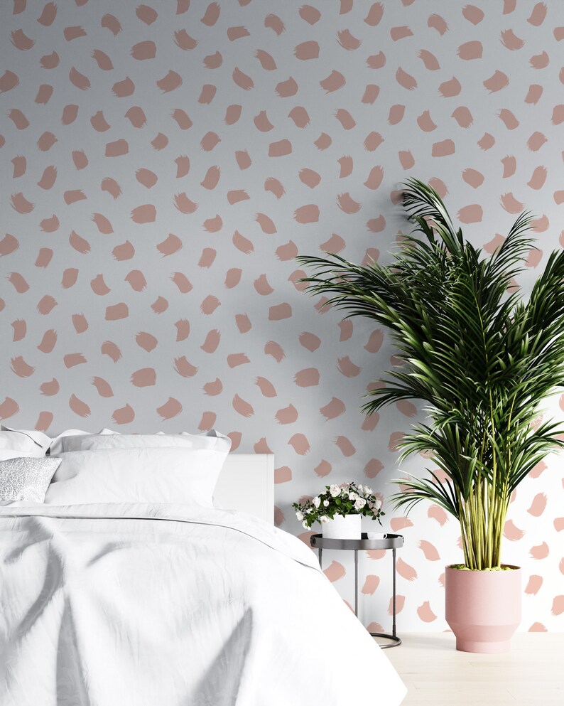 Pink Spot Color Wallpaper Peel and Stick Watercolor Self - Etsy