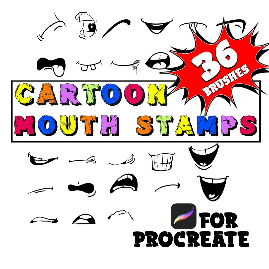 Procreate Cartoon Mouth Stamps: Character Design Brushes - Etsy
