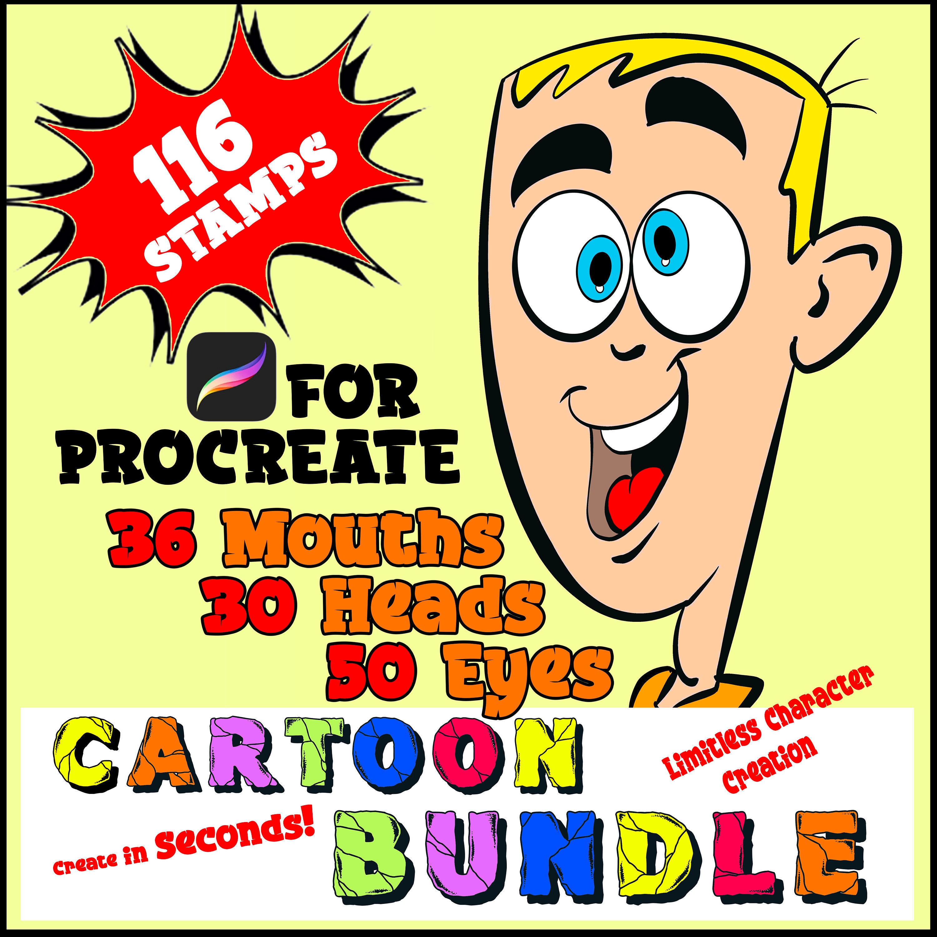 Procreate Cartoon Bundle Procreate Cartoon Brushes Procreate - Etsy