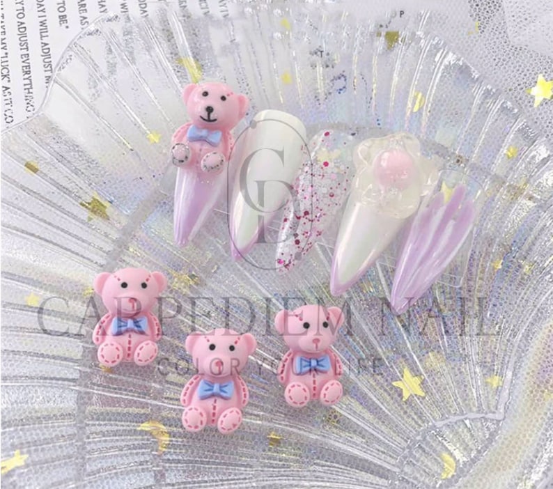 10pcs - Resin 3D Teddy Bear Charms for Nail Art Decorations - Etsy