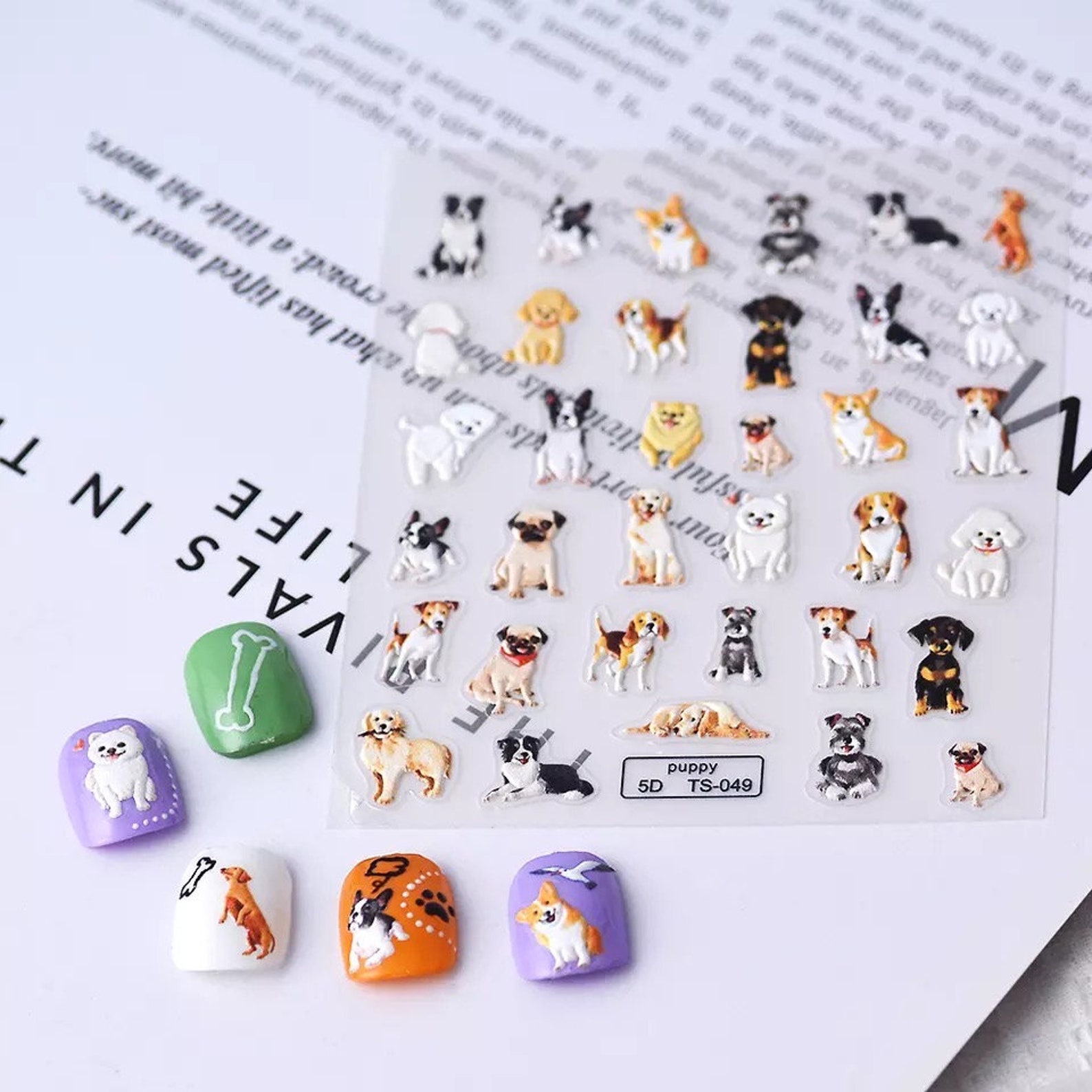 5D Puppy Dog and Cat Print Sticker for Nail Art (french Bulldog ...