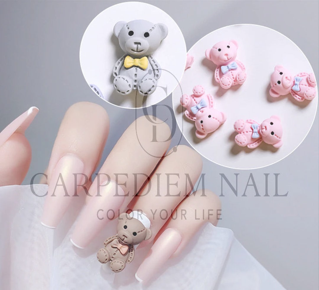10pcs - Resin 3D Teddy Bear Charms for Nail Art Decorations - Etsy