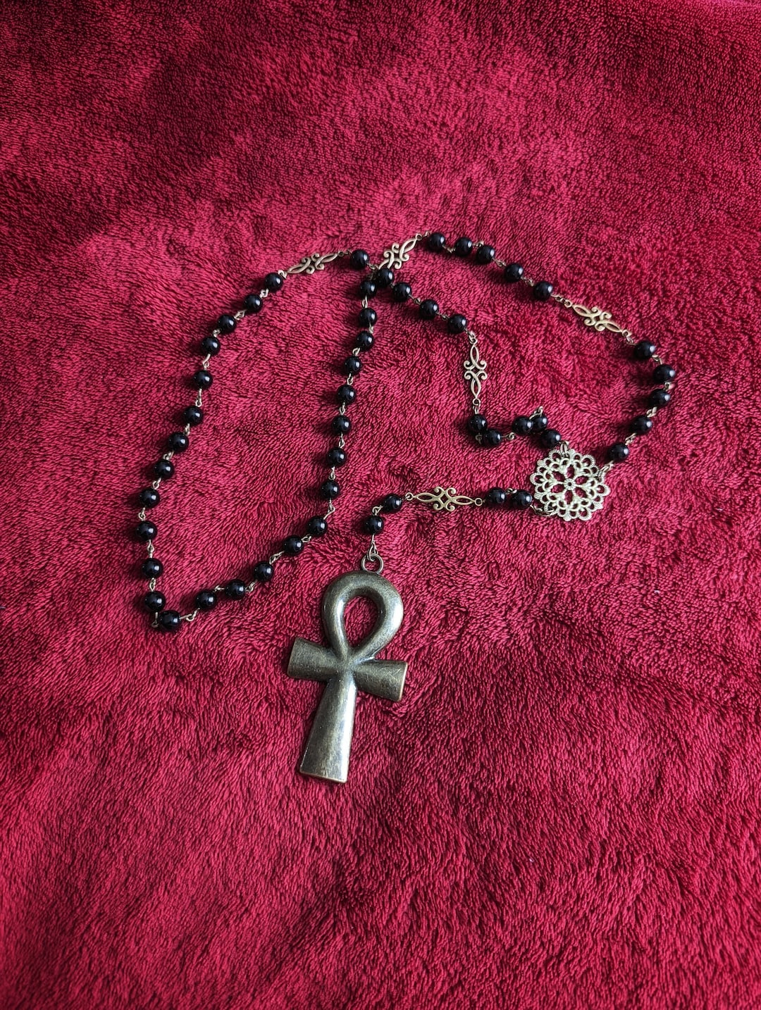 ANKH : One of a Kind Ancient Egypt Rosary, Key of Life Symbol, Goth ...