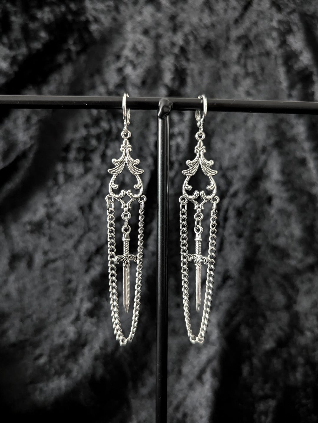 VALKYRJA : Left Hand Path Occult Jewelry, Sword Medieval Earrings, Goth ...