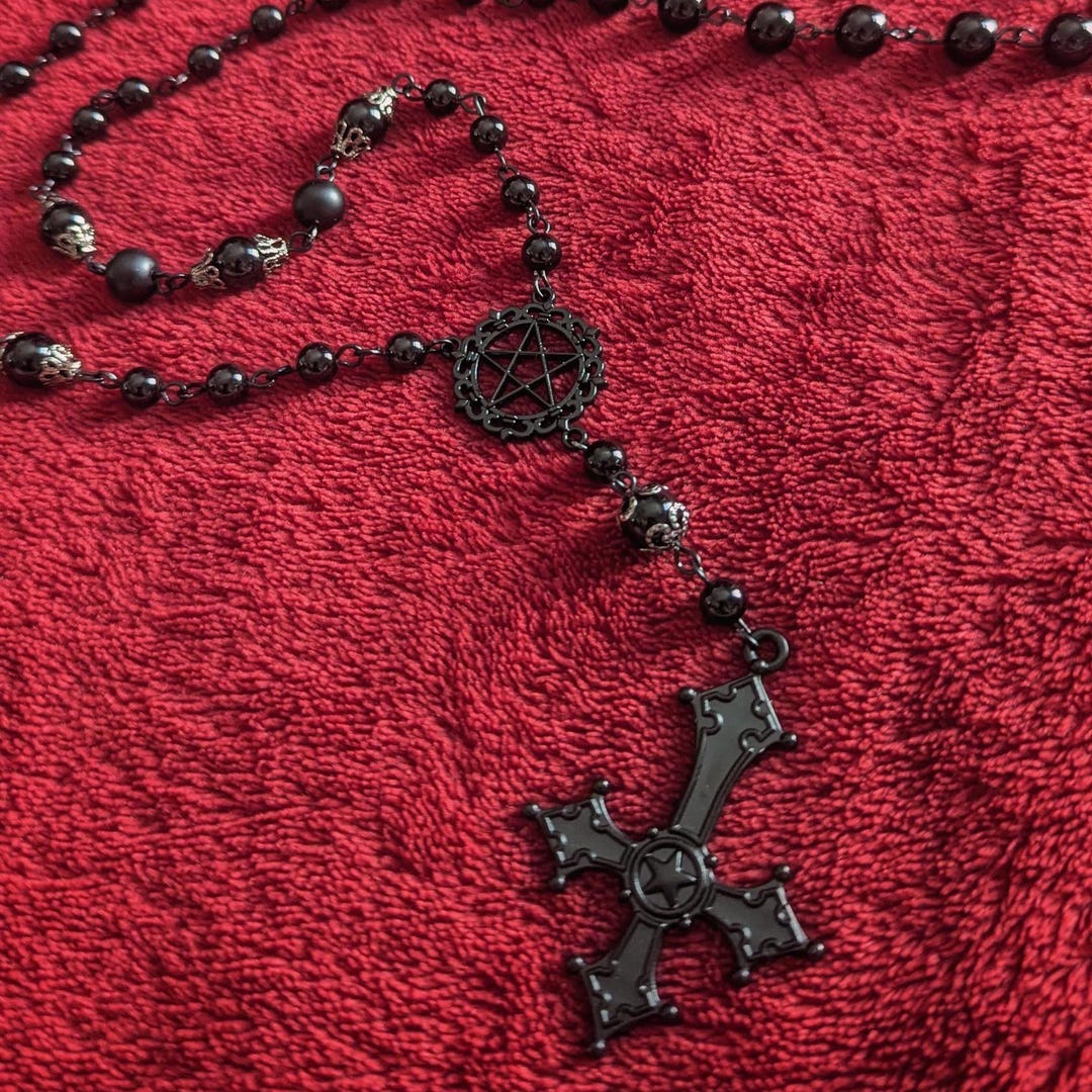 BLACK WORK IV : Luciferian Rosary, Goth Aesthetic, Black Rosary ...