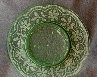 Green Glass Plate | Etsy