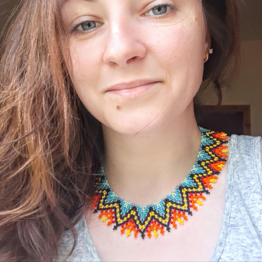 Handmade Beaded Collar Necklace: A Bold and Expressive Boho Jewelry ...