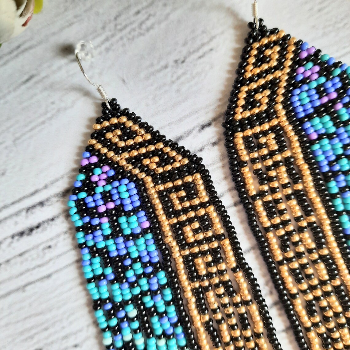 Turquoise Beaded Earrings Beaded Long Earrings Tassel Long - Etsy