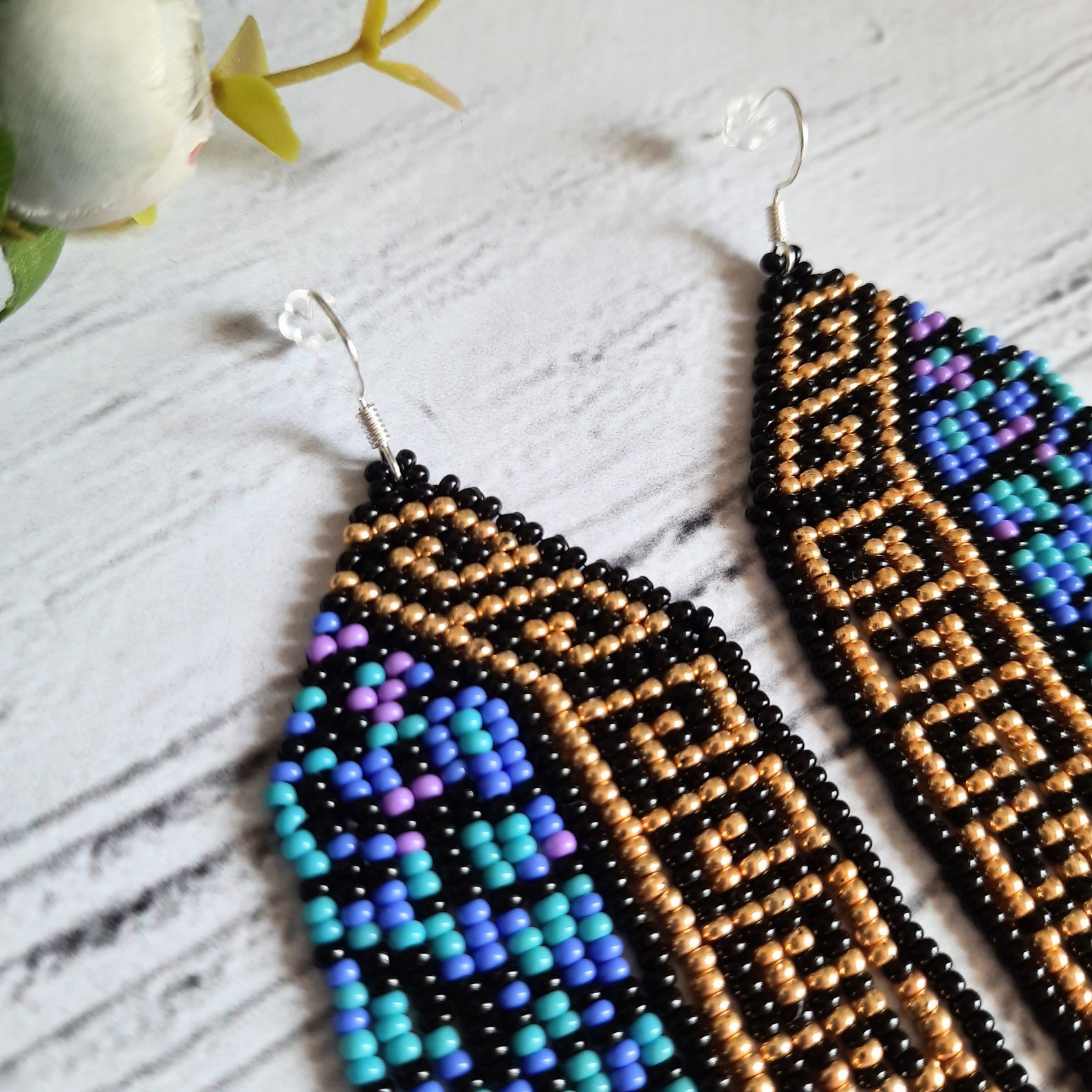 Turquoise Beaded Earrings Beaded Long Earrings Tassel Long - Etsy