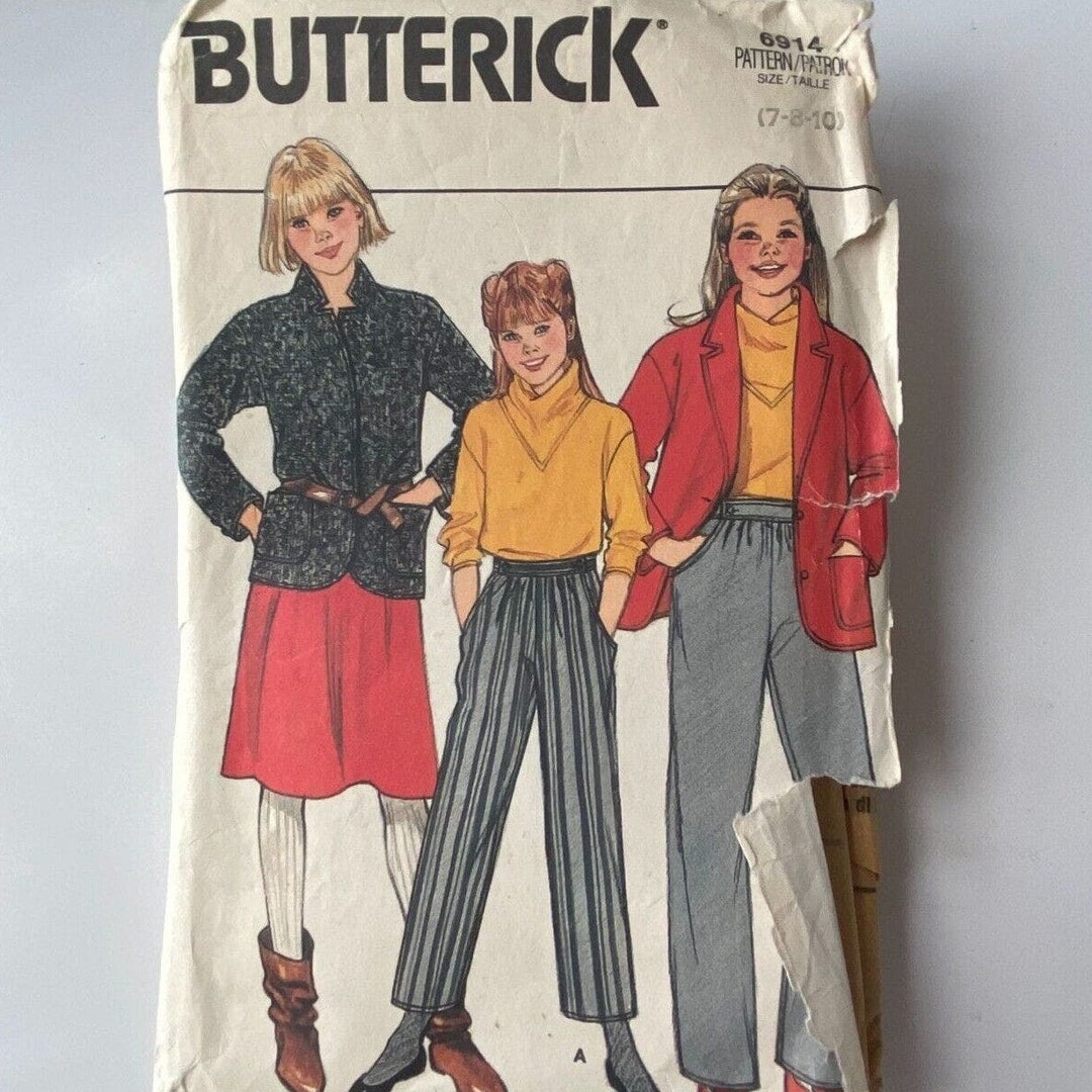 Butterick 6914 Sewing Pattern 1980s Size 10 Vintage Child Girl Jacket ...