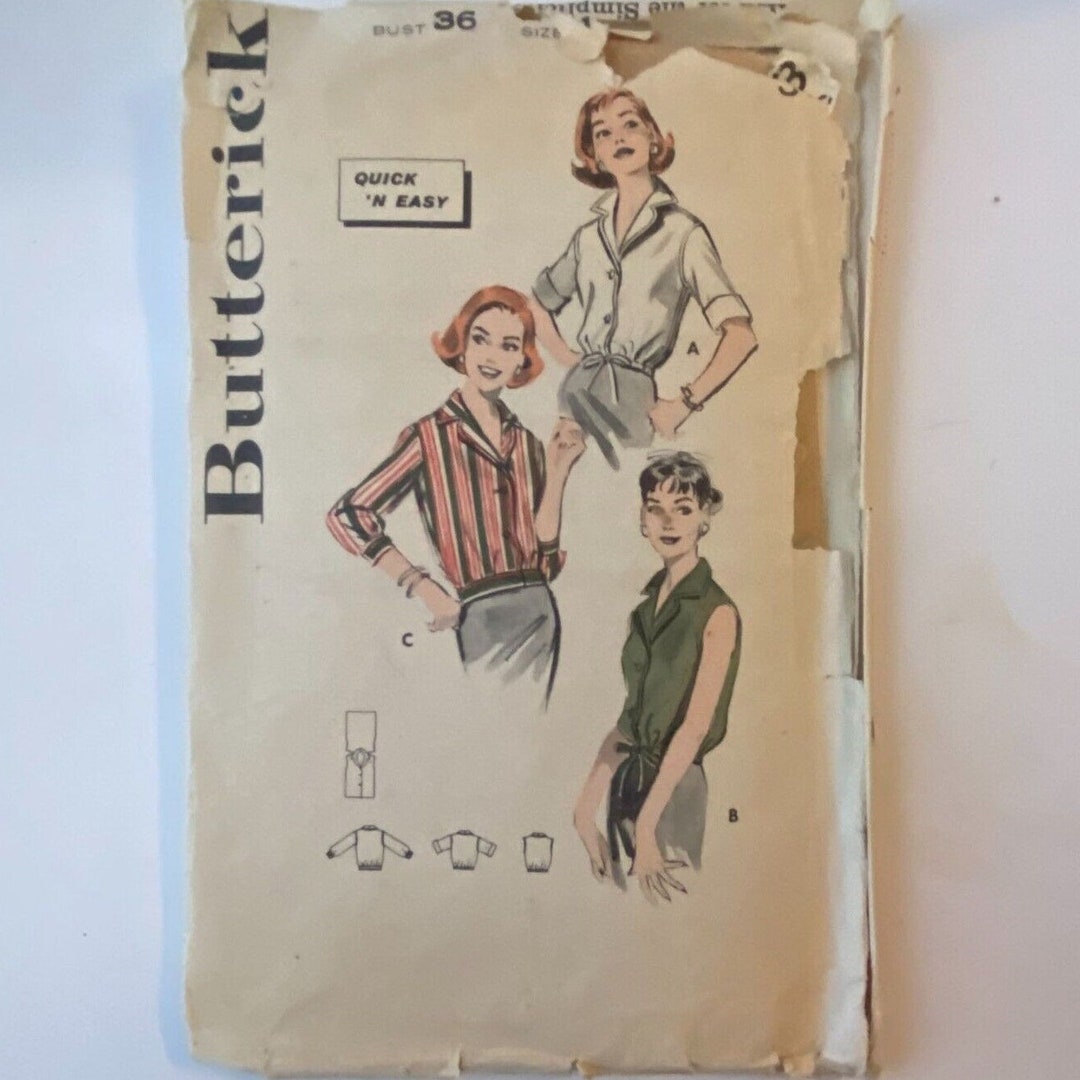 Quick and Easy Butterick 8583 Sewing Pattern Bust 36 Size 16 Shirt ...