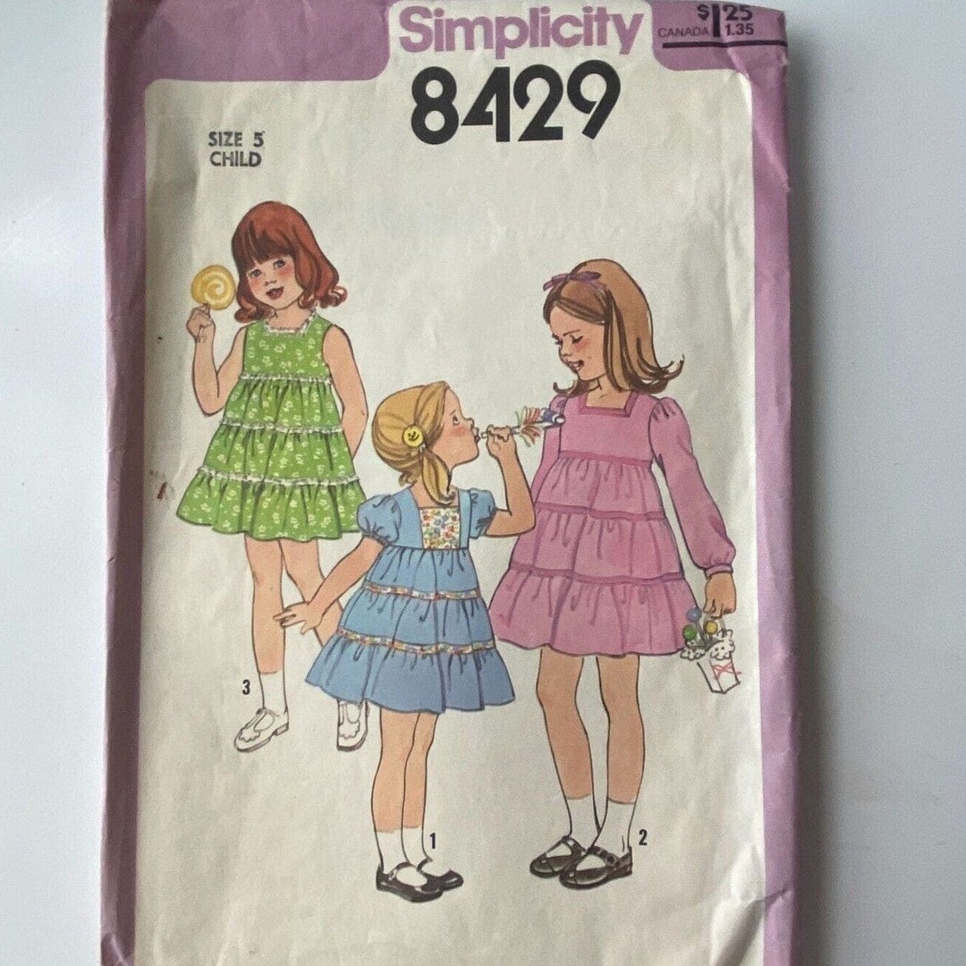 Simplicity 8429 Sewing Pattern 1978 Size 5 Chest 24 Vintage Child Girl ...