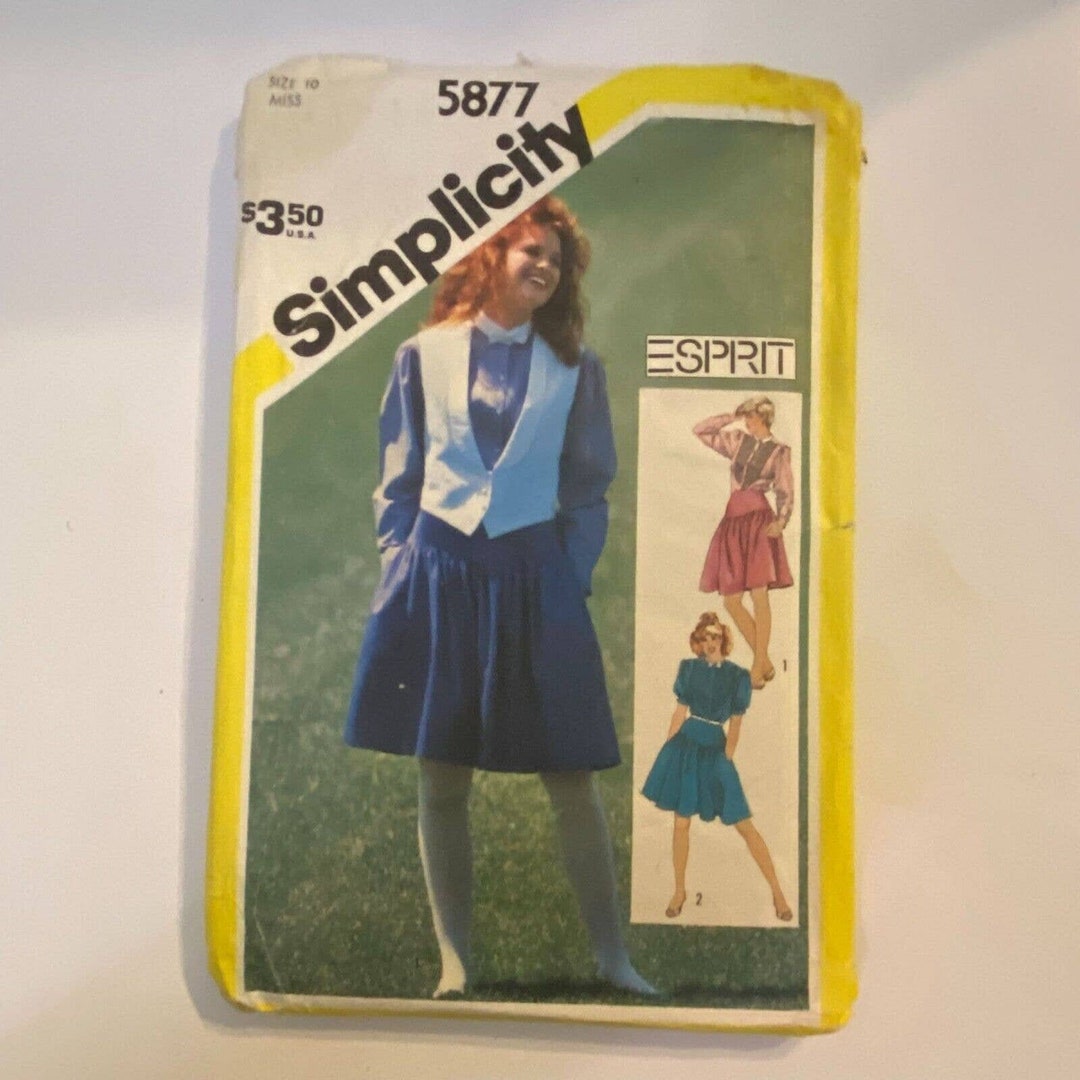 Simplicity 5877 Sewing Pattern 1983 Size 10 Bust 32.5 Vintage Misses ...