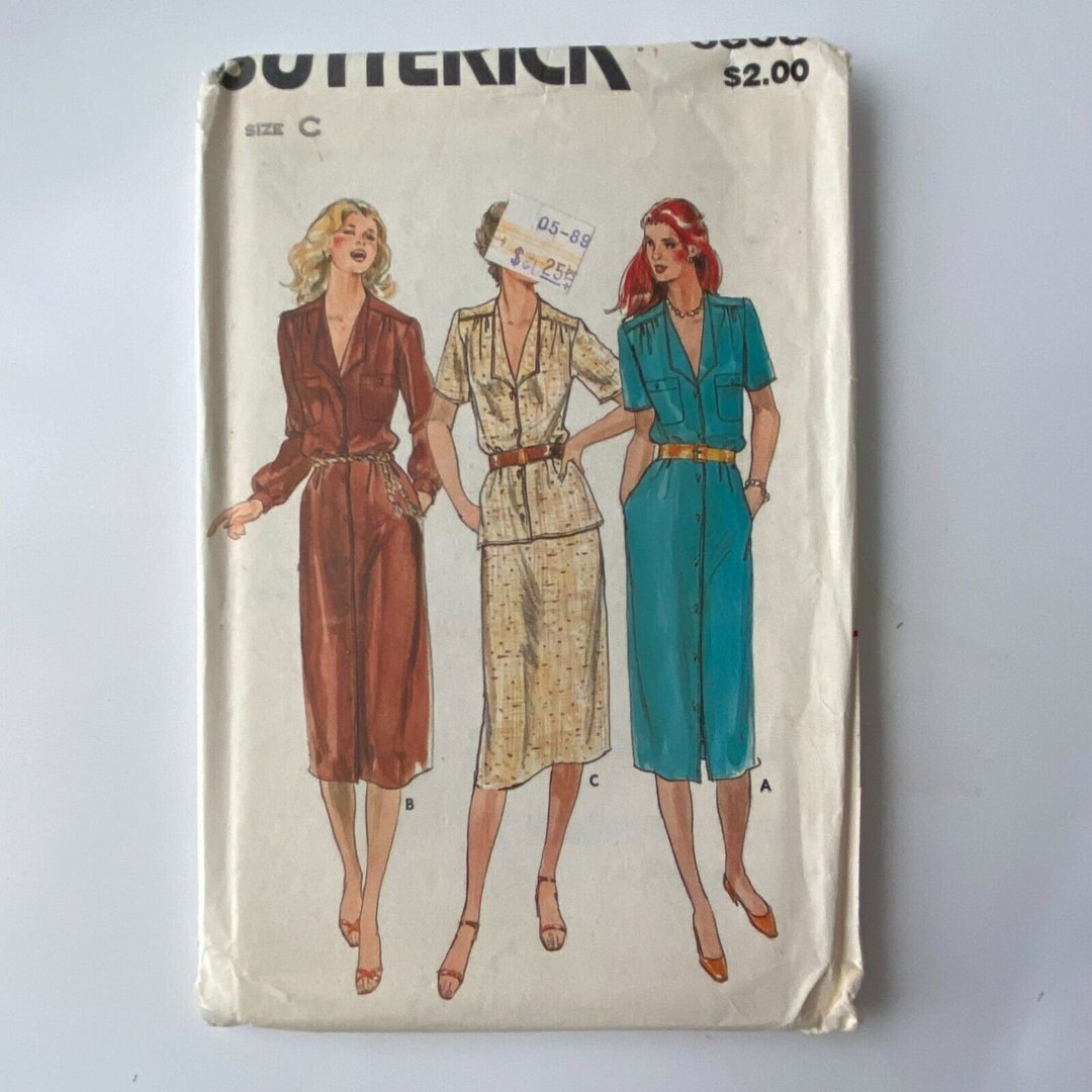 Butterick 6808 Sewing Pattern 1980s Size 14 Bust 38 Vintage Misses ...