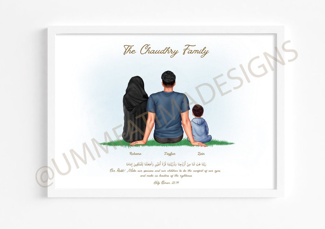 Digital Faceless Islamic Portrait Custom Illustration Personalised ...