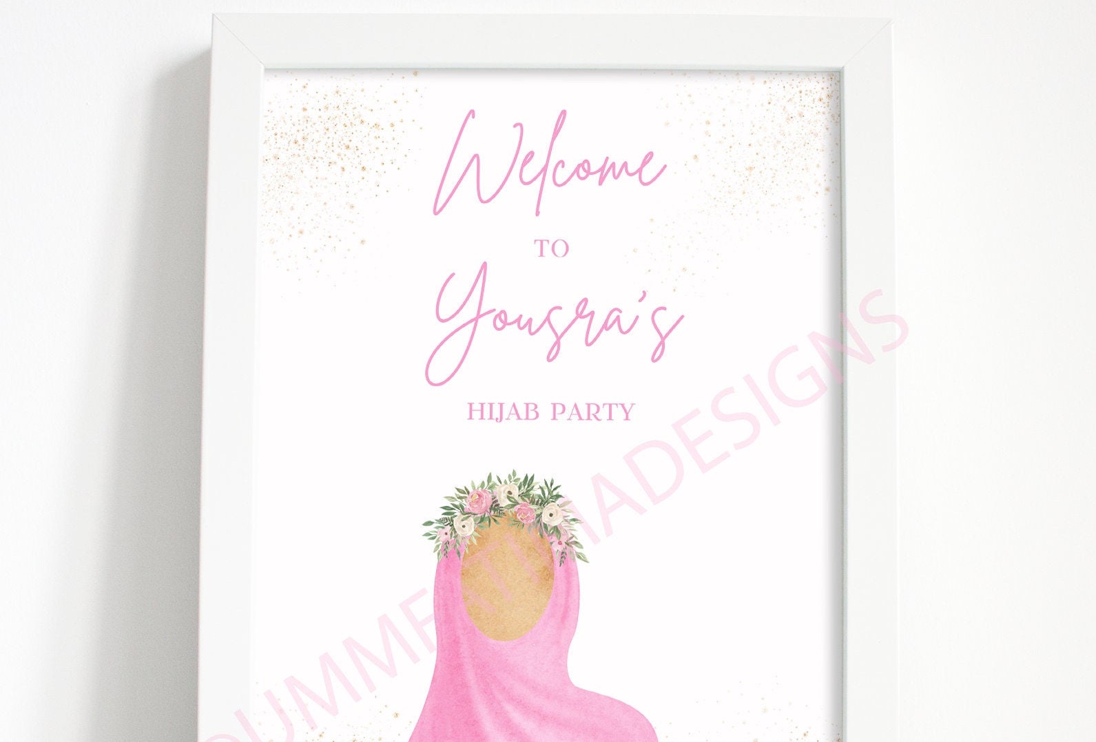 Hijab Party Sign Personalised Hijab Print Pink and Gold - Etsy