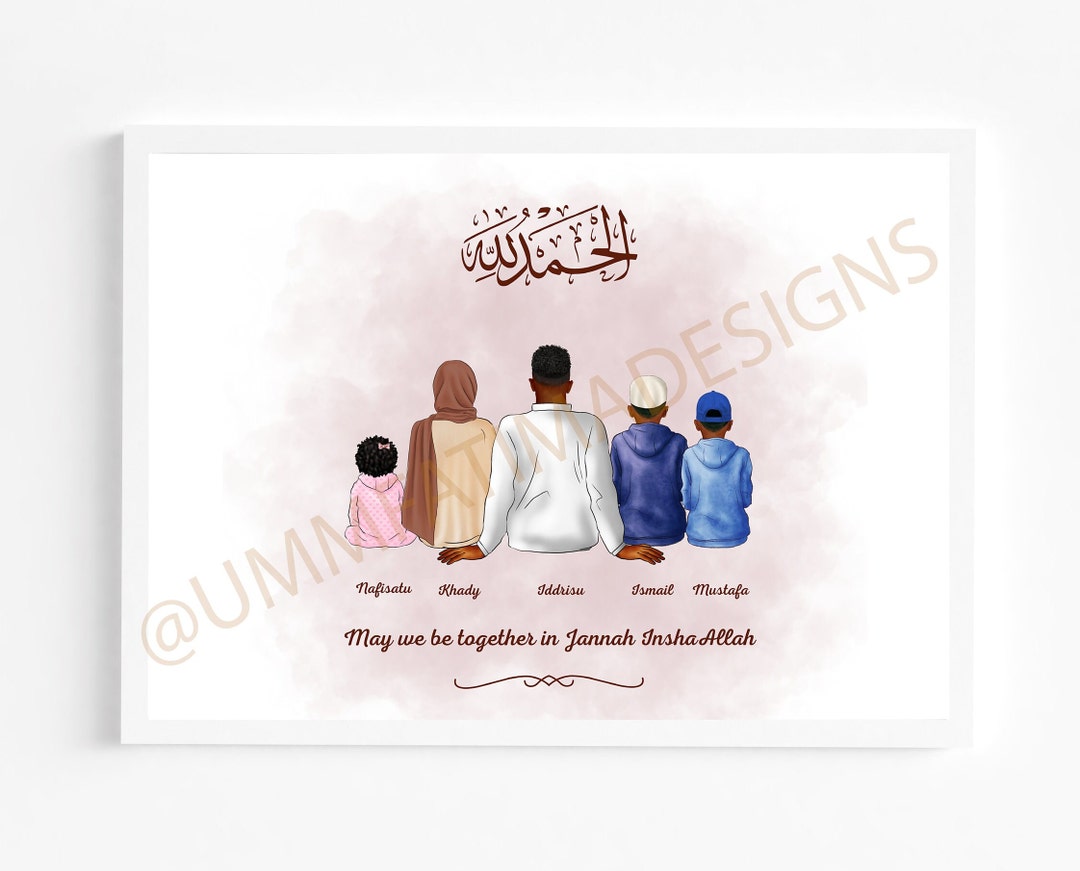 Digital Faceless Islamic Portrait Custom Illustration Personalised ...