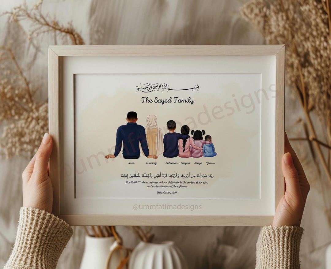 Digital Faceless Islamic Portrait | Custom Illustration | Personalised ...