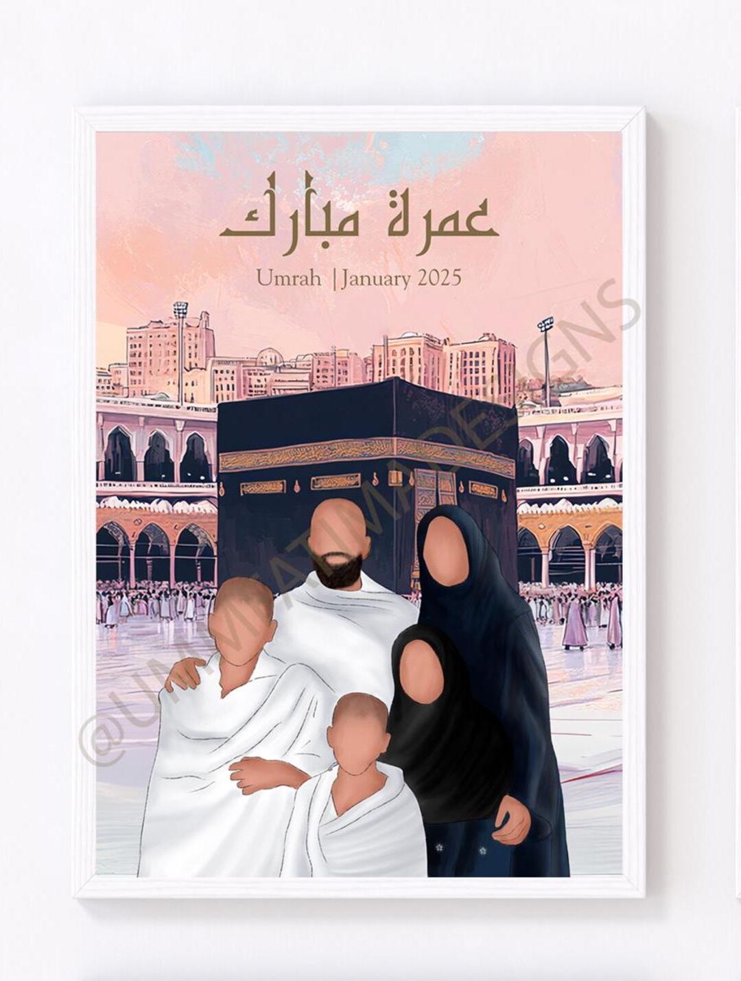 Digital Faceless Islamic Umrah Portrait | Islamic Illustration ...