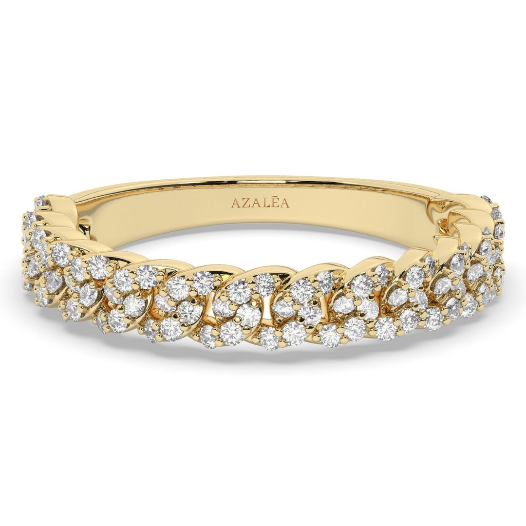 Diamond Stacking Ring / 14k Gold Diamond Link Stacking Ring / - Etsy