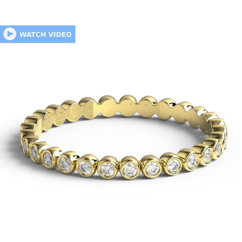 Bezel Set Diamond Eternity Ring 18k 14k . Diamond Wedding Band - Etsy