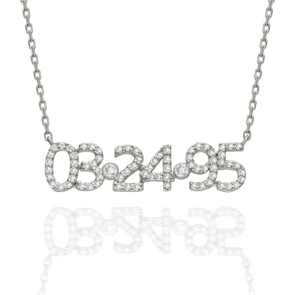 Diamond Date Necklace / 14k Gold and Diamond Date Necklace / Diamond ...