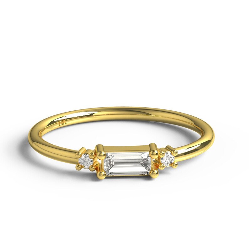 Baguette Diamond Stacking Ring / .25CT 14k Gold Baguette - Etsy