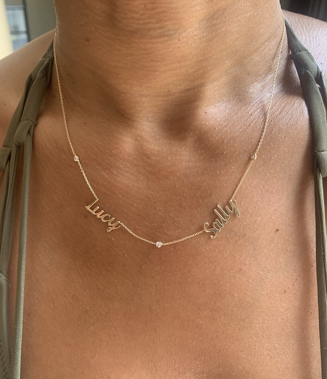 14K Gold Name Necklace / Personalized Diamond Name Necklace / | Etsy