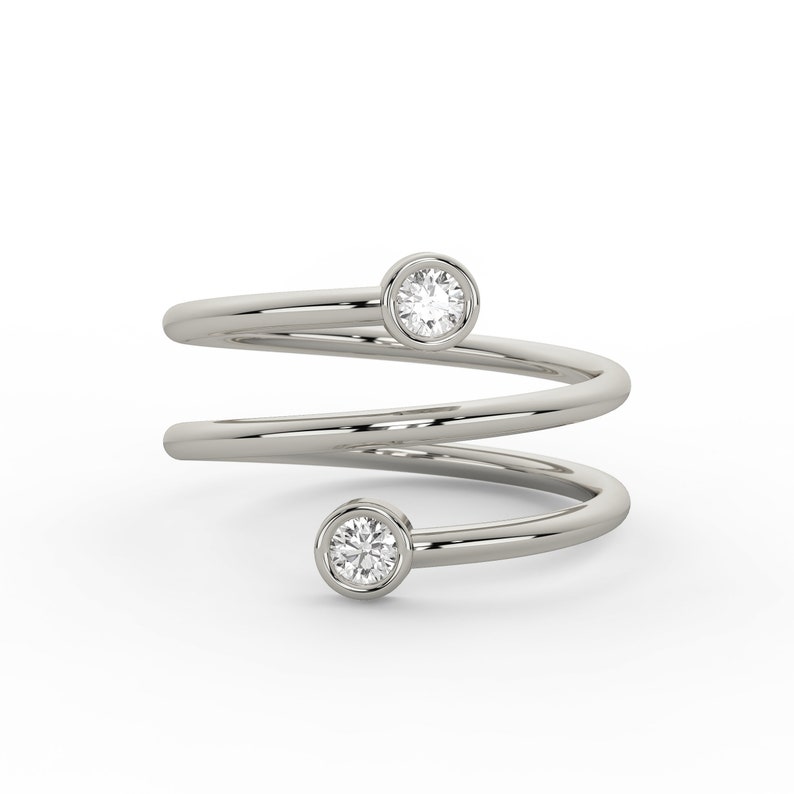 Diamond Spiral Cuff Ring / 14k Gold Spiral Diamond Cuff Ring / - Etsy