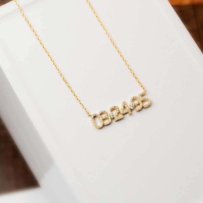 Diamond Date Necklace / 14k Gold and Diamond Date Necklace / Diamond ...