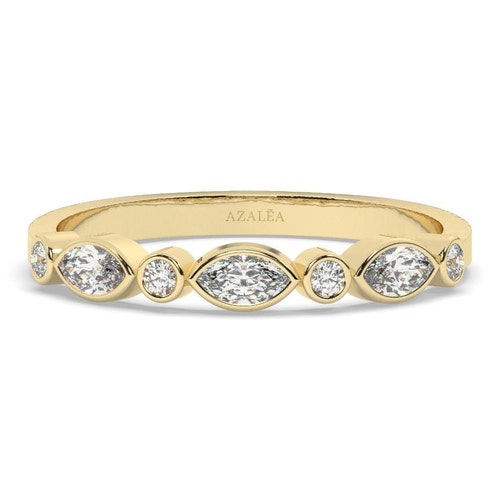 Pear Diamond Bezel Stacking Ring / 14k Pear Diamond Wedding - Etsy