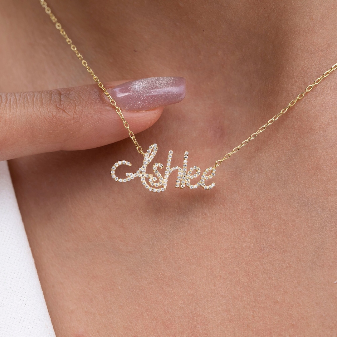 Diamond Name Necklace / 14k Personalized Diamond Name Necklace ...