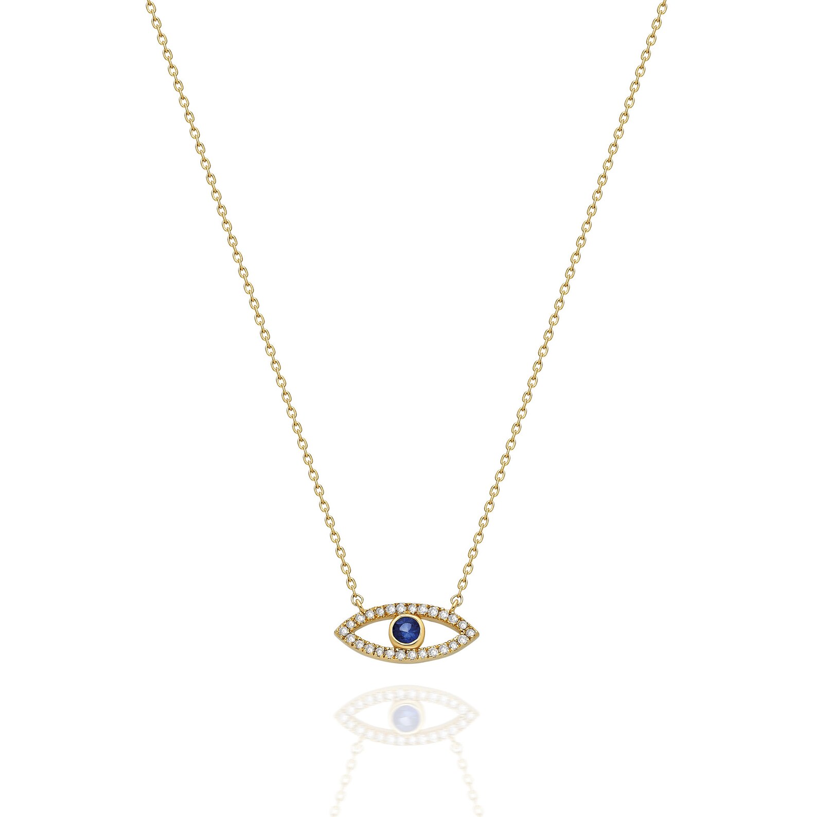 Diamond Evil Eye Necklace / 14k Gold Diamond and Gemstone Evil Eye ...