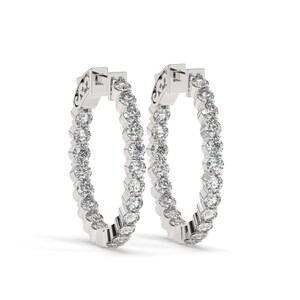14k Gold Inside Out Diamond Hoop Earrings / 2-4 CARAT Inside Out Hoops ...