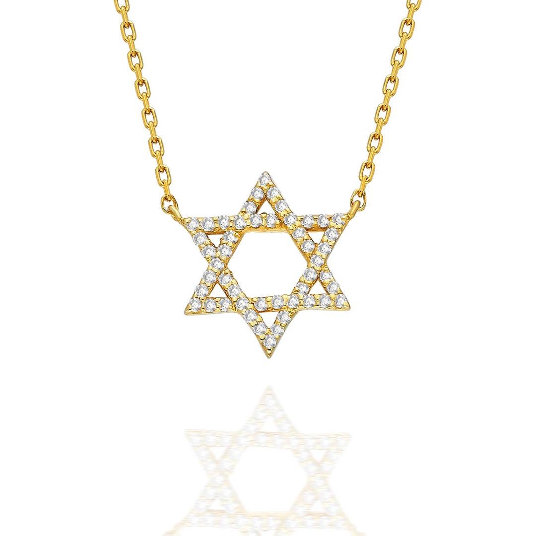 Diamond Star of David Necklace / 14k Gold and Diamond Star of - Etsy