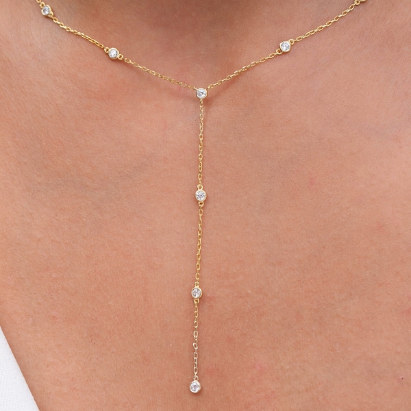 Diamond Lariat Necklace - Etsy