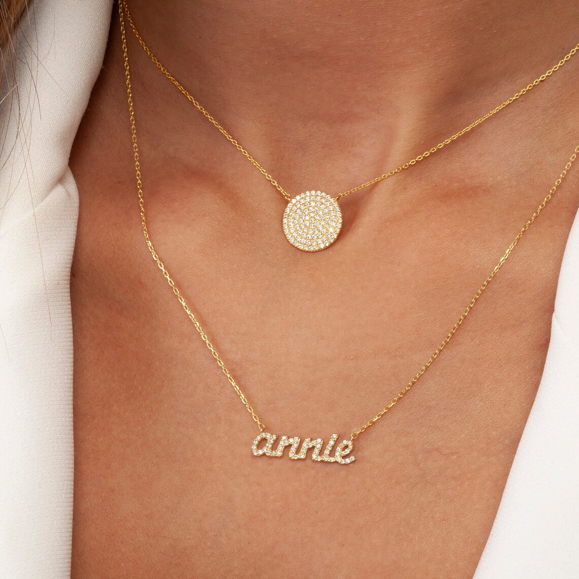 Diamond Name Necklace / 14k Personalized Diamond Name Necklace - Etsy